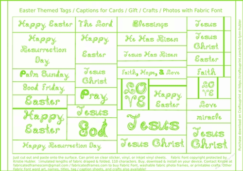 Green Fabric Font Christian Easter theme tags captions for cards gifts ...