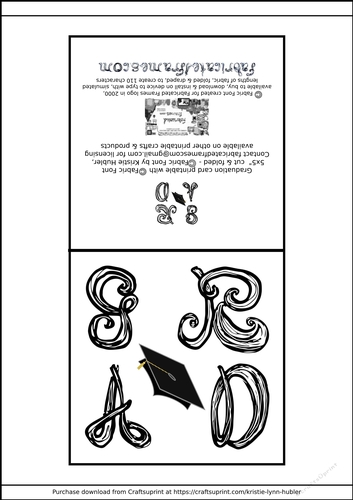 GR AD Fabric Font Grad Cap Square Graduation Card Printable ...