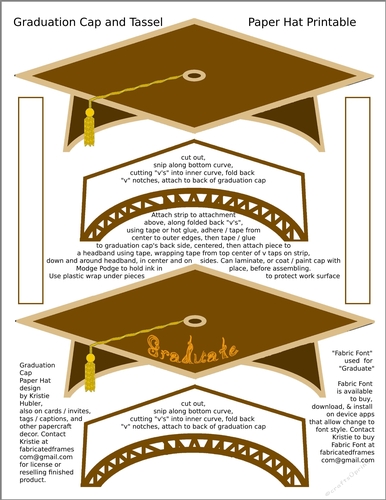2 Graduation Cap Brown Paper Hats 1 Orange Fabric Font Graduate ...