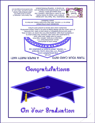 Graduation Cap Navy Blue Paper Hat Or 5x7 Inch Card Printable ...