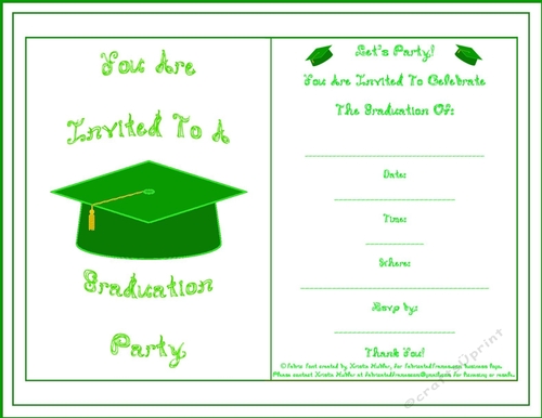 You Are Invited To A Graduation Party Invitation Green Grad Cap Invite ...