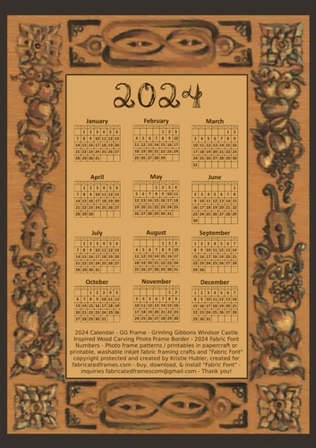 2024 Calendar Windsor Castle Wood Inspired Frame Border A4 Printable ...