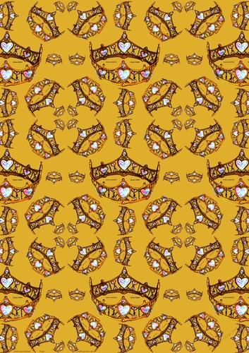 Queen of Hearts gold crown tiara repeat pattern pumpkin gold background ...