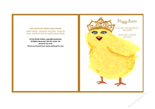 Happy Easter A4 greeting card sheet download with baby chick wearing ...