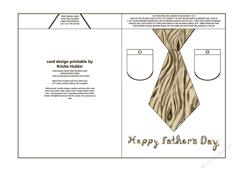 Wood Print Necktie And Dress Shirt Card with fabric font text Happy ...