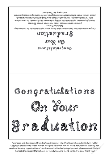 Congratulations On Your Graduation fabric font black and white blank ...