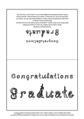 Congratulations Graduate fabric font black and white blank inside card ...