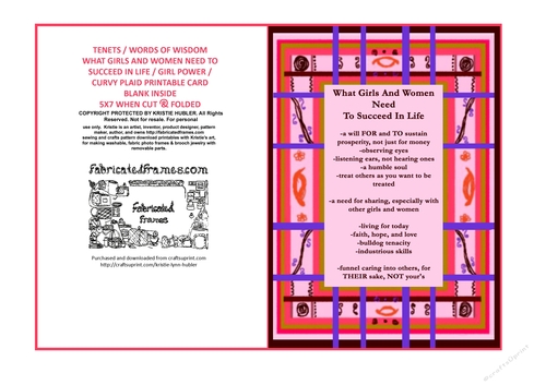 Girl Power Inspirational Words Card Making Printable 5x7 when folded ...