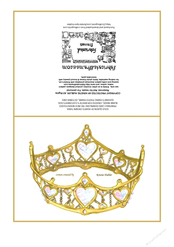 Gold Queen of Hearts Crown Tiara Printable Card Blank Inside ...