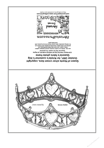 Silver Queen of Hearts Crown Tiara Monotone Gray Printable Card Blank ...