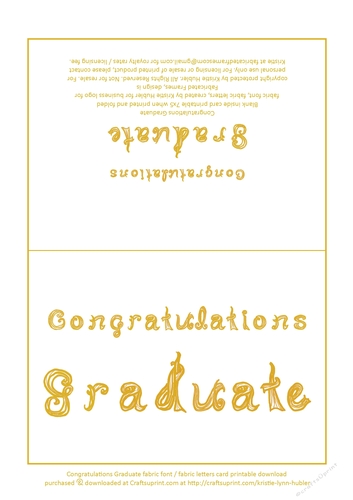 Congratulations Graduate 7x5 card printable sheet with gold fabric ...