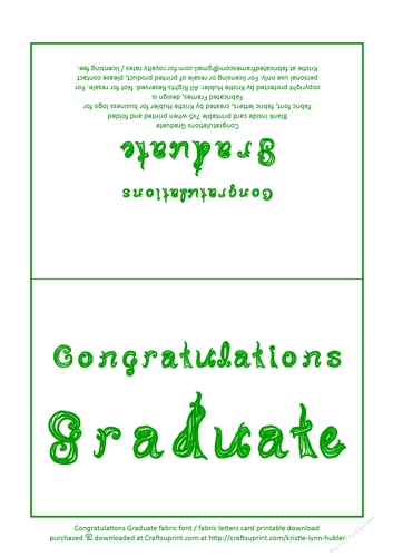 Congratulations Graduate 7x5 card printable sheet with green fabric ...