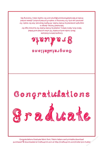 Congratulations Graduate 7x5 card printable sheet with hot pink fabric ...