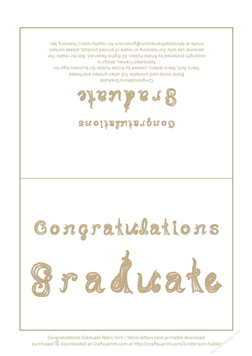 Congratulations Graduate 7x5 card printable sheet with neutral fabric ...