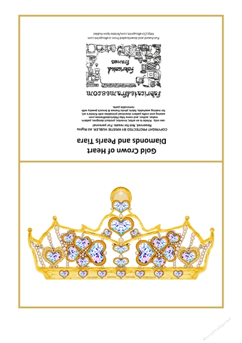 Gold Crown of Heart Diamonds And Pearls Tiara 5x7 folded card printable ...