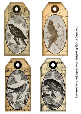 Vintage Bird Tags - CUP368879_63 | Craftsuprint