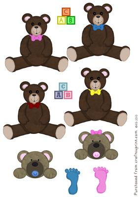 Teddy Bears and Blocks - CUP75537_63 | Craftsuprint