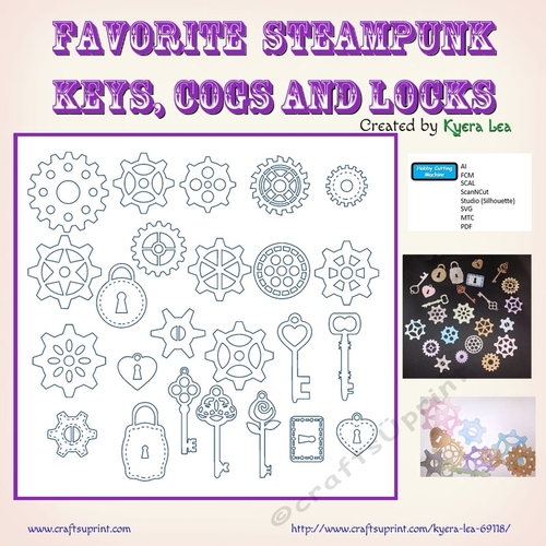 Favorite Steampunk Keys, Cogs N Locks (For Cutting Machine) - CUP778294 ...
