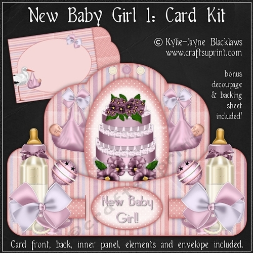 New Baby Girl 1 - Push n Pull Card Kit - CUP1054523_1050 | Craftsuprint