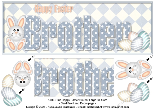 Blue Happy Easter - Brother - Large DL 3D Decoupage Card - CUP1369730 ...