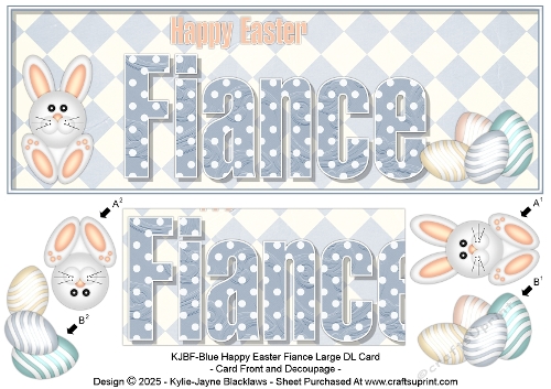 Blue Happy Easter - Fiance - Large DL 3D Decoupage Card - CUP1369735 ...