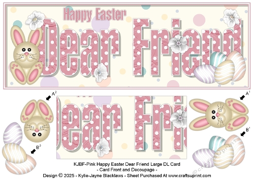 Pink Happy Easter - Dear Friend - Large DL 3D Decoupage Card ...