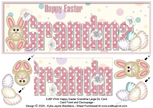 Pink Happy Easter - Grandma - Large DL 3D Decoupage Card - CUP1369780 ...