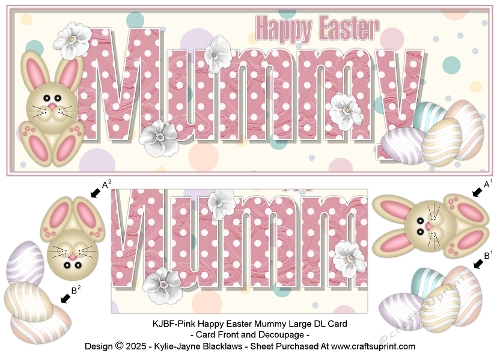 Pink Happy Easter - Mummy - Large DL 3D Decoupage Card - CUP1369785 ...