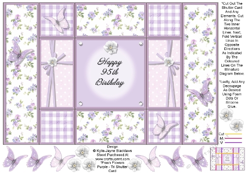 Fresh Purple Flowers - Happy 95th Birthday - Tri Shutter Card ...