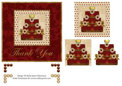 Red & Gold Wedding Cake - Thank You - Pyramid Card - CUP184916_1050 ...