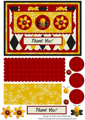 Bee Happy - Thank You Decoupage Card - CUP192186_1050 | Craftsuprint