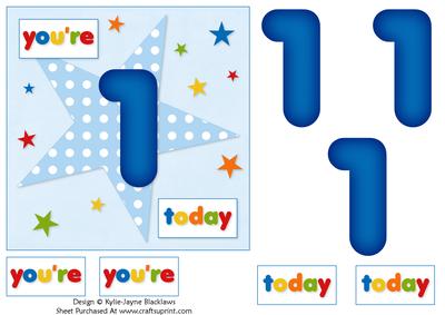 Boys Starry 1st Birthday Quick Card - CUP617567_1050 | Craftsuprint