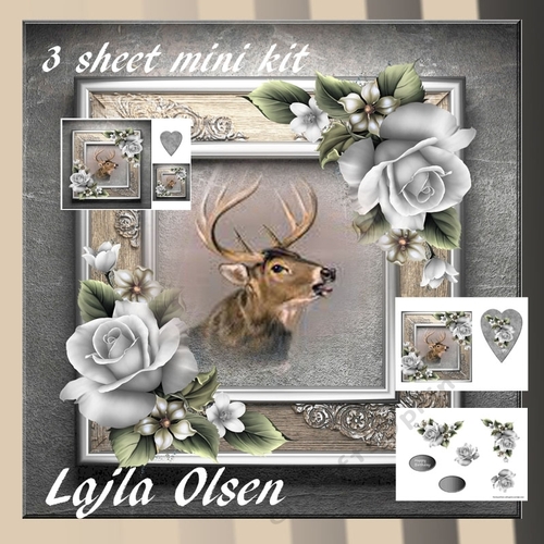 Deer and White roses - CUP766322_2328 | Craftsuprint