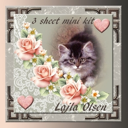 Vintage cat with pink roses - Photo by Denise Murray / Paperboo Creations