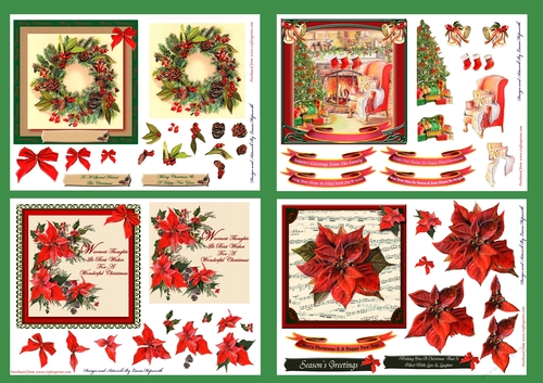 4 x Square Christmas Cards A4 card making sheets - CUP1040939_91508 ...