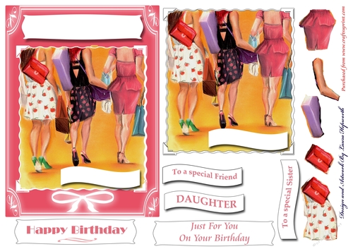 Girls Shopping Spree Birthday Card - CUP1055168_91508 | Craftsuprint