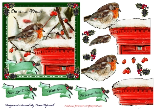Christmas Robin on Postbox with Berries - CUP927596_91508 | Craftsuprint