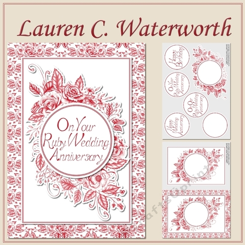 Floral Ruby Wedding Anniversary - CUP884313_88163 | Craftsuprint