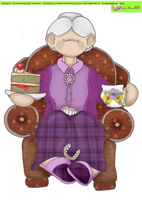 Seated Grandma Doodles Large Image - CUP190816_353 | Craftsuprint