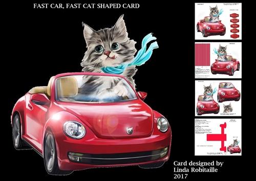 Fast Car, Fast Cat Shaped Card - CUP786769_2362 | Craftsuprint