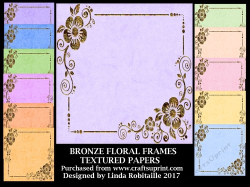 Bronze Floral Frames Textured Papers - CUP794809_2362 | Craftsuprint