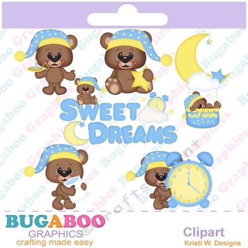 Sleeping Bears, Baby Clipart, newborn clipart, baby shower - Digital ...