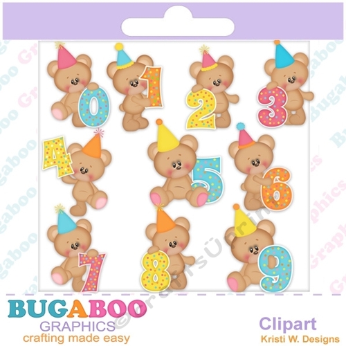 Birthday Numbers Candle, Teddy Bears - Instant Download - Commercial ...