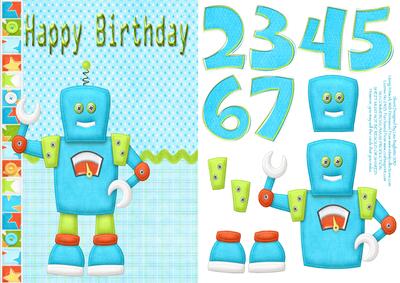 Robot Age 2,3,4,5,6 & 7 Boy's Birthday Card - CUP135938_614 | Craftsuprint