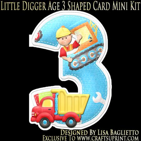 Little Digger Age 3 - Shaped Card Mini Kit - CUP412090_614 | Craftsuprint