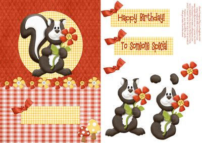 Adorable Woodland Skunk Birthday Quick Card - CUP99532_614 | Craftsuprint