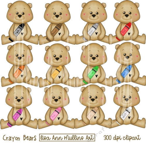 Crayon Bears Clipart Collection - CUP1159383_1548 | Craftsuprint