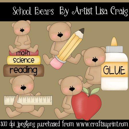 School Bears Clip Art - CUP283319_1548 | Craftsuprint
