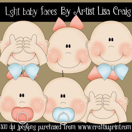 Lt Skin Baby Faces Clip Art - CUP284043_1548 | Craftsuprint