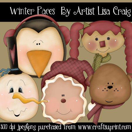 Winter Faces Clip Art - CUP284046_1548 | Craftsuprint